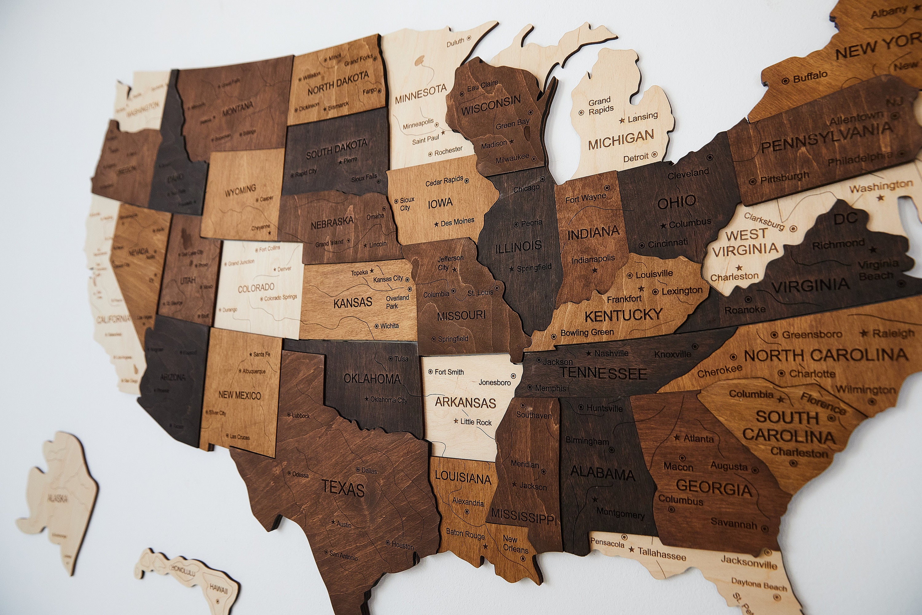 3D Wooden USA Map: Push Pin Travel Map, Wood Wall Art - Etsy