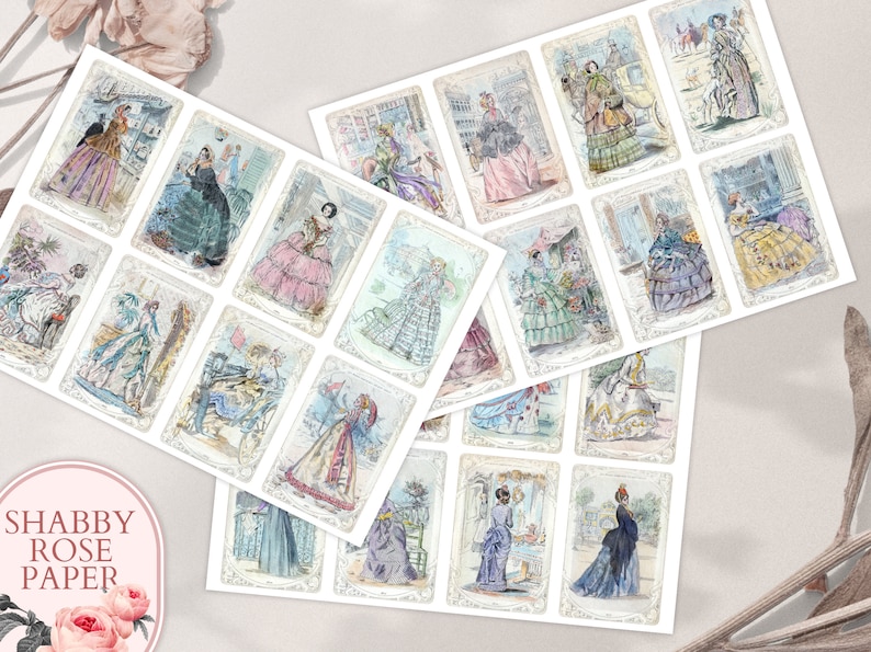 Vintage Victorian Ladies Printable Cards, Digital Paper, Junk Journal ...