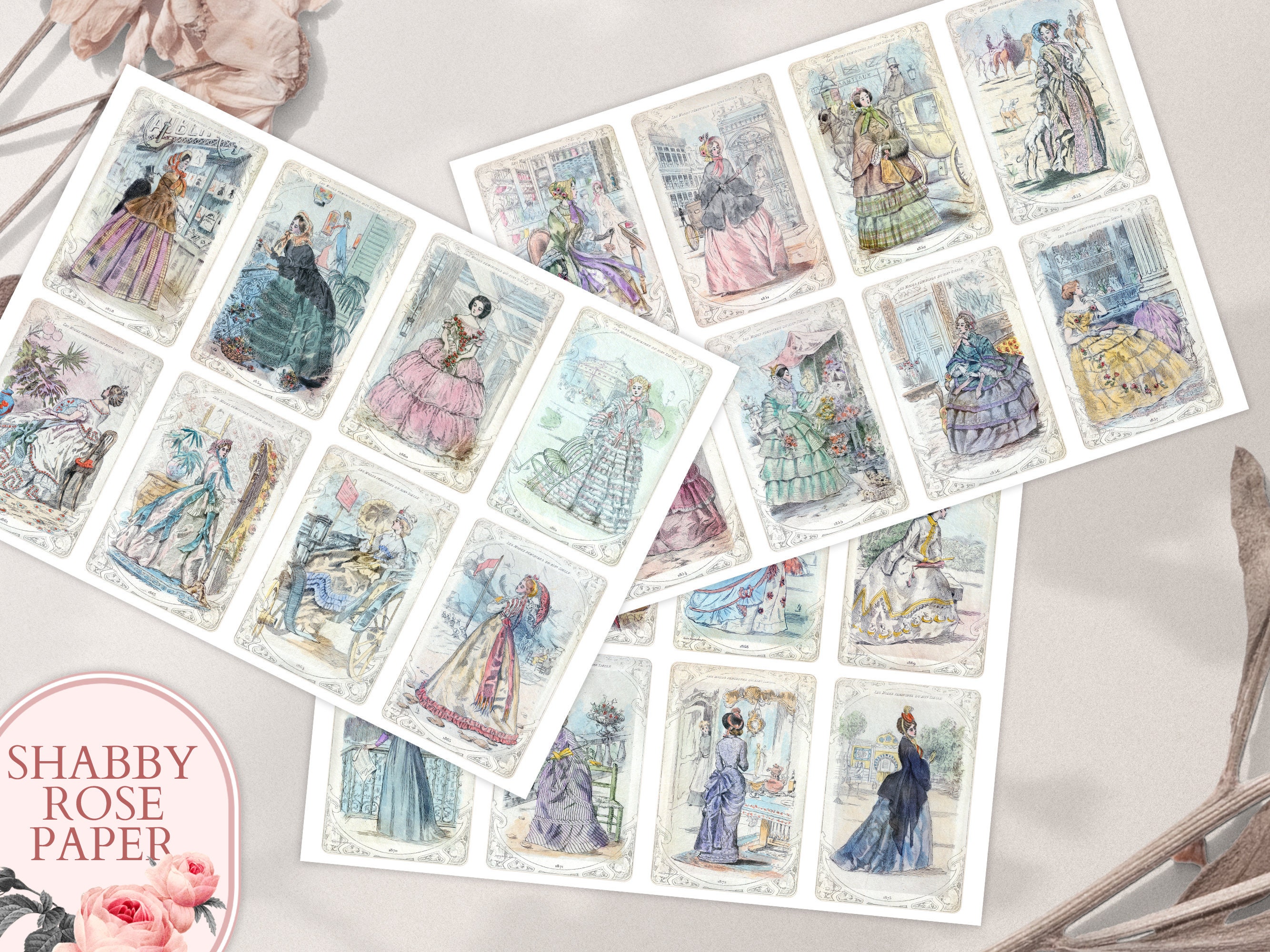 Vintage Victorian Ladies Printable Cards Digital Paper Junk - Etsy