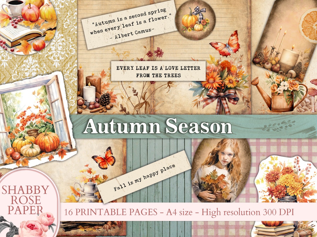 Autumn Printable Junk Journal Kit, Fall Junk Journal Pages, Autumn ...