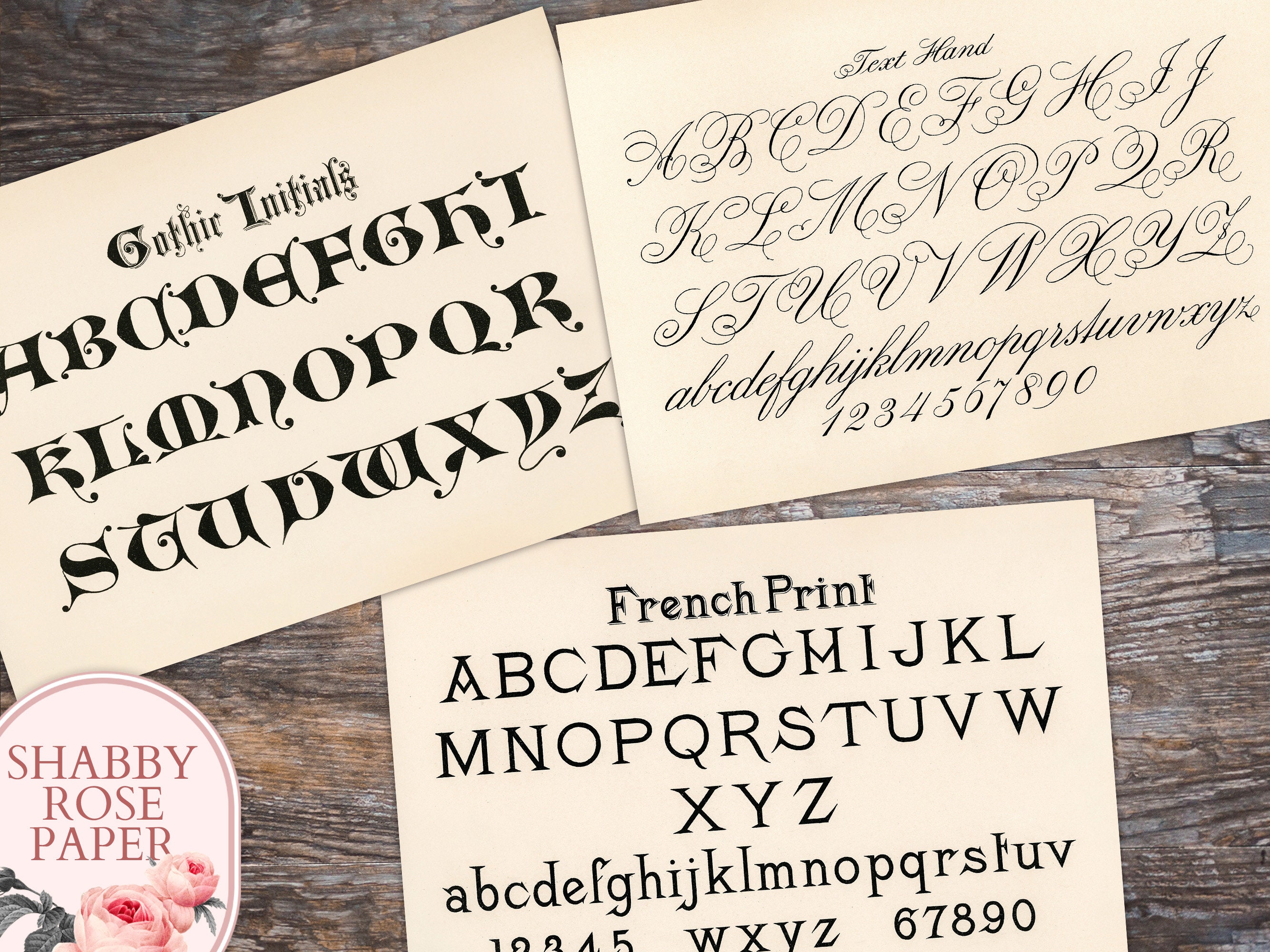 Vintage Frames, Printable Junk Journal, Typface, Letters, Numbers ...