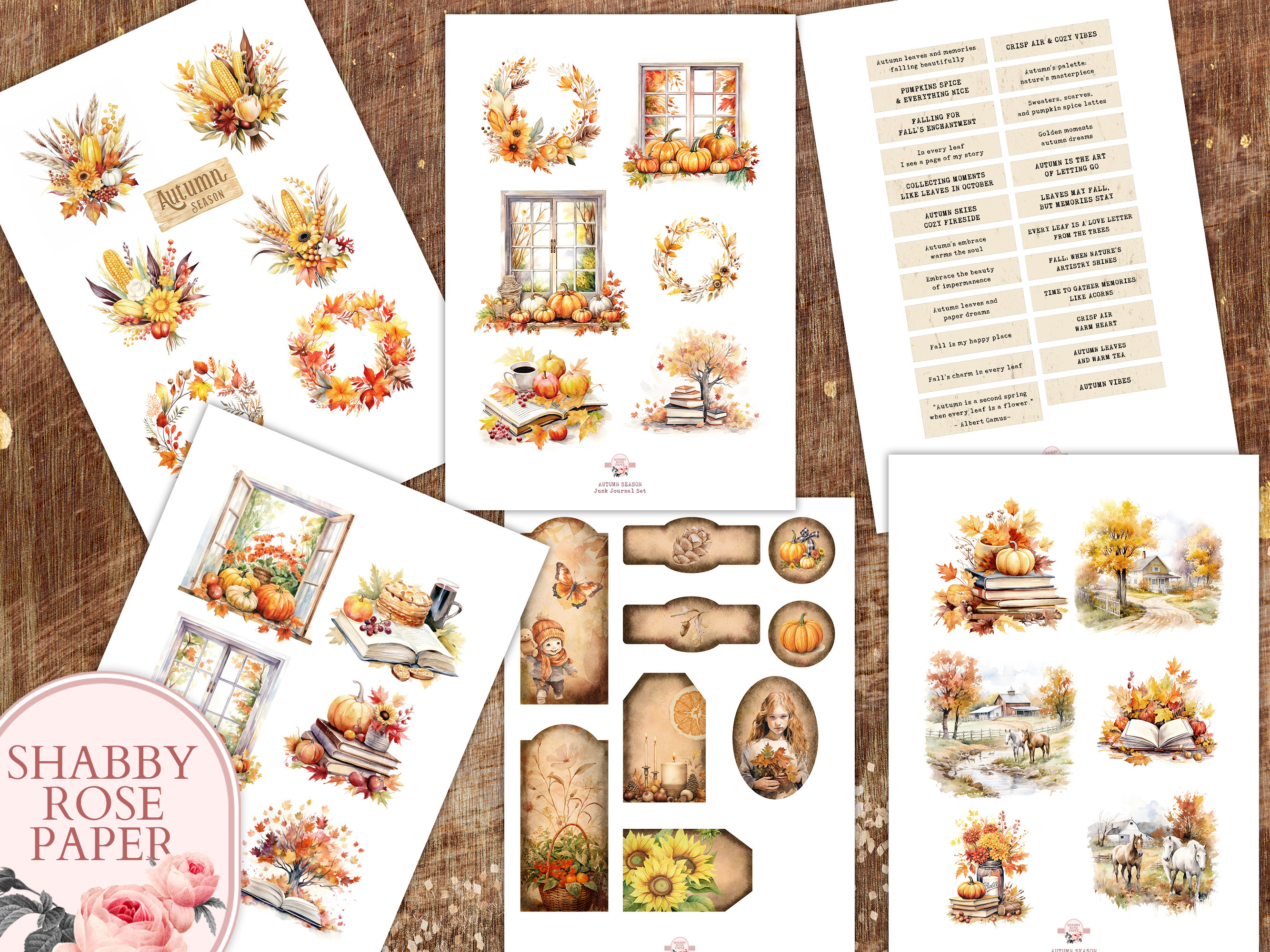 Autumn Printable Junk Journal Kit Fall Junk Journal Pages - Etsy