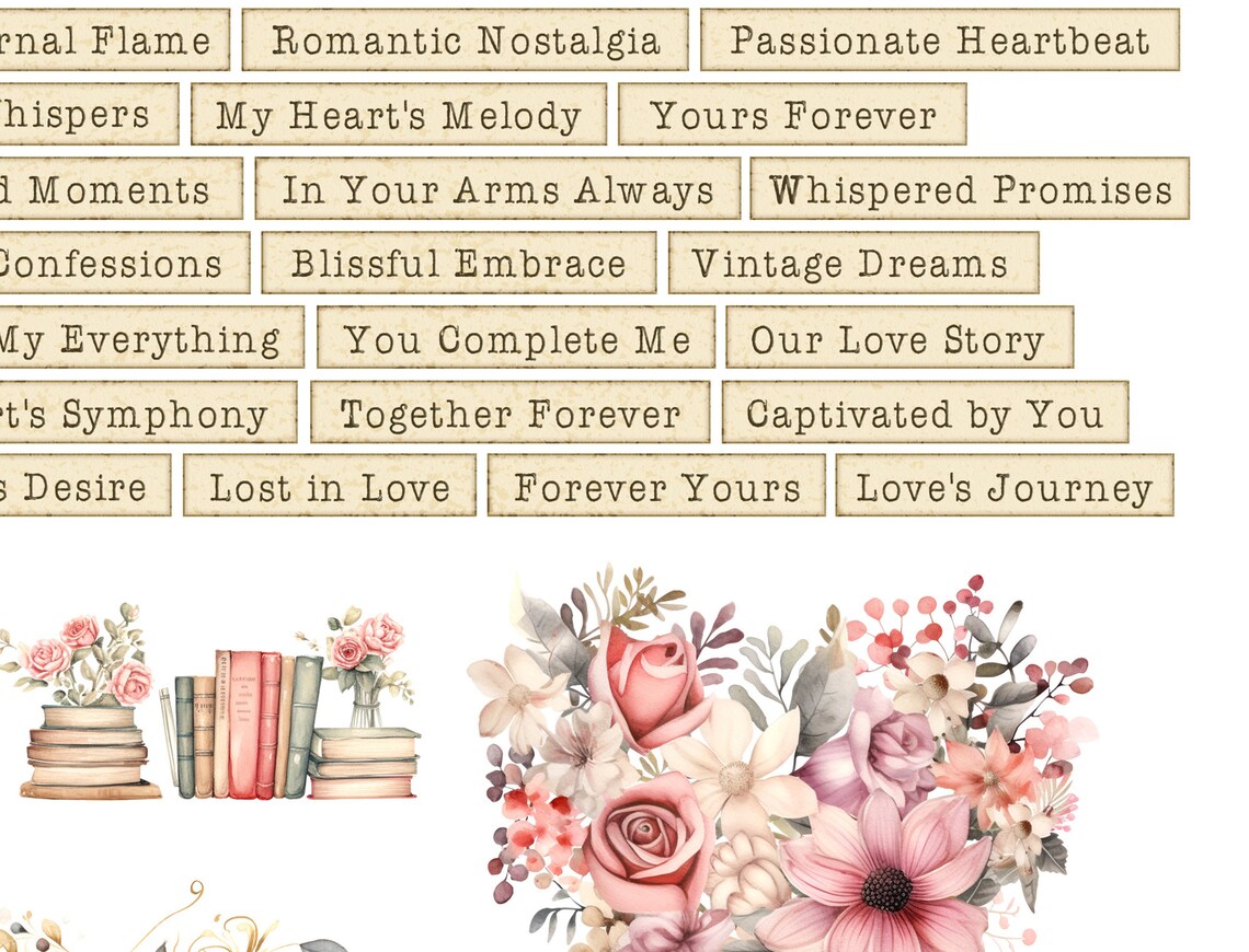 Valentine's Day Junk Journal Printable Love Words and Pattern ...