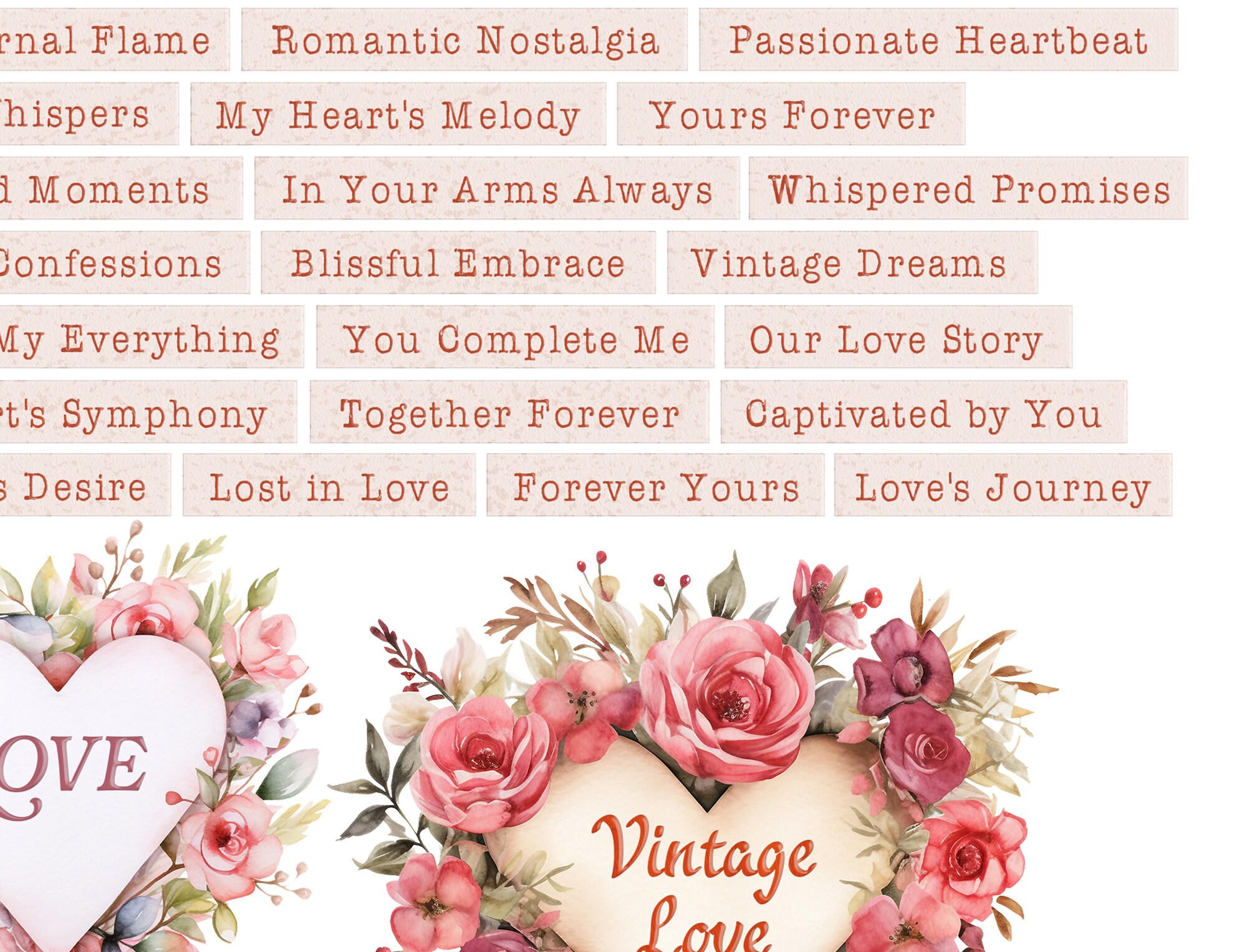 Valentine's Day Junk Journal Printable Love Words and Pattern ...