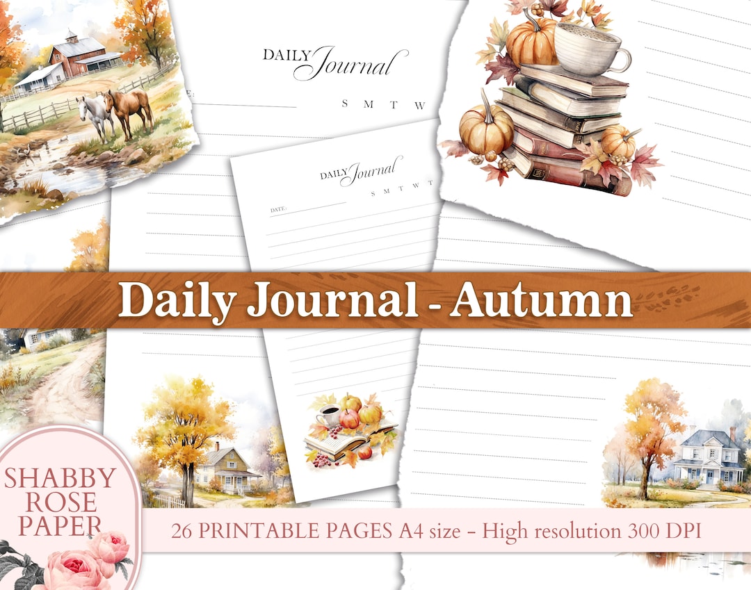 Daily Journal Printable Pages. Digital Diary. Watercolor Junk ...