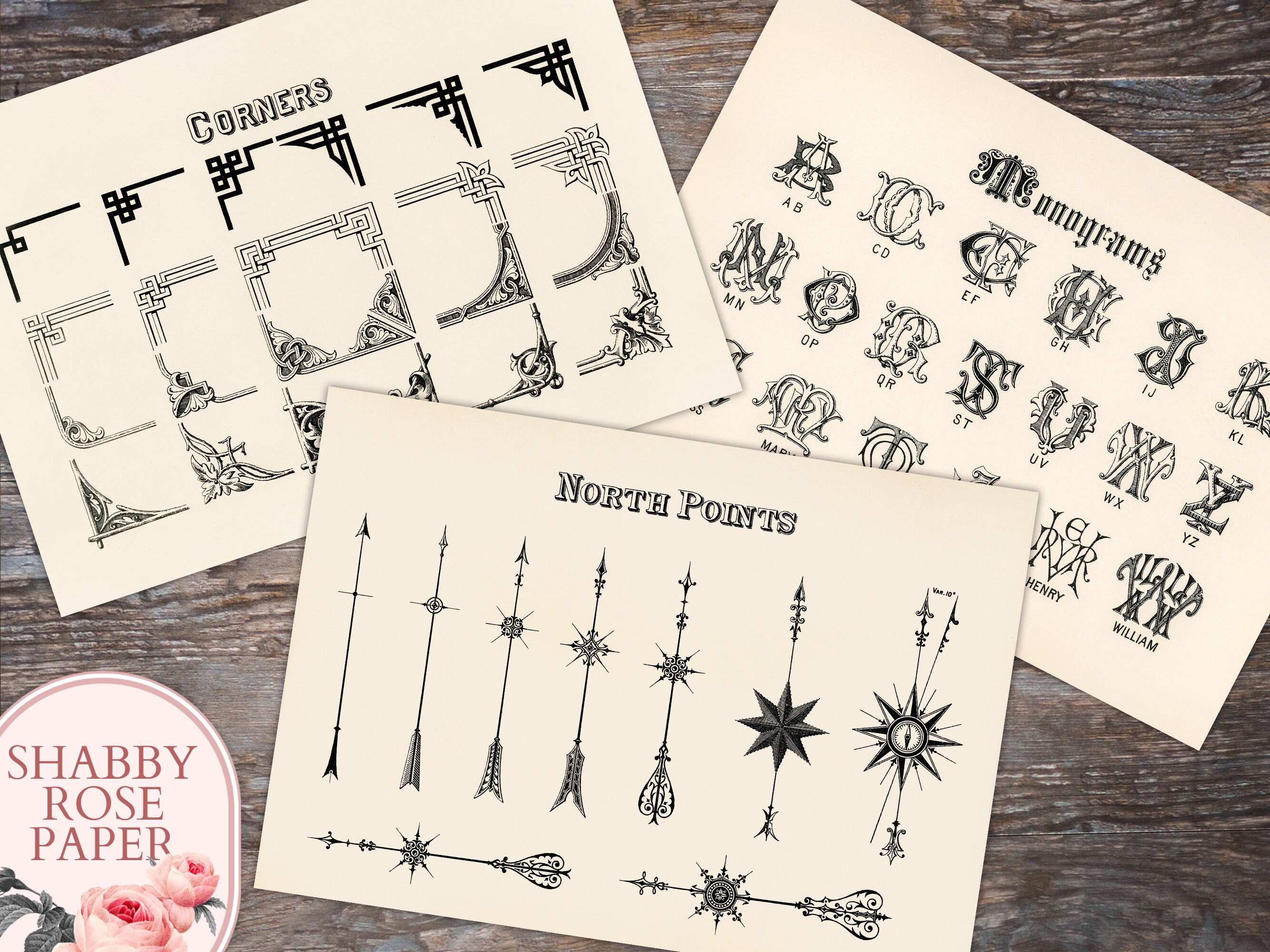 Vintage Frames, Printable Junk Journal, Typface, Letters, Numbers ...