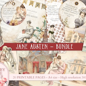 20 Pages BUNDLE. Jane Austen Quotes Vintage Ephemera. Pride - Etsy