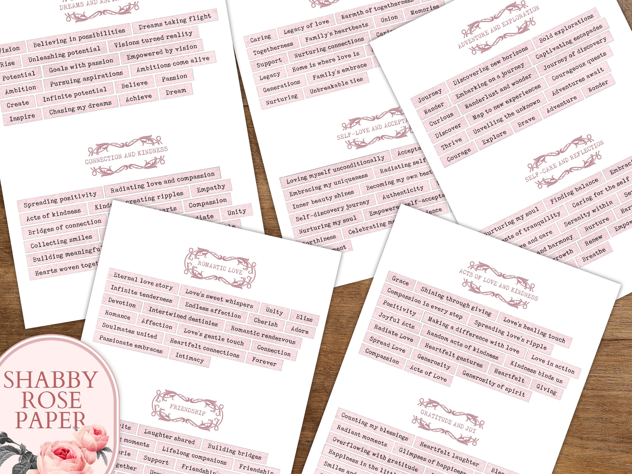 Vintage Printable Junk Journaling Words and Quotes, Positive Words ...