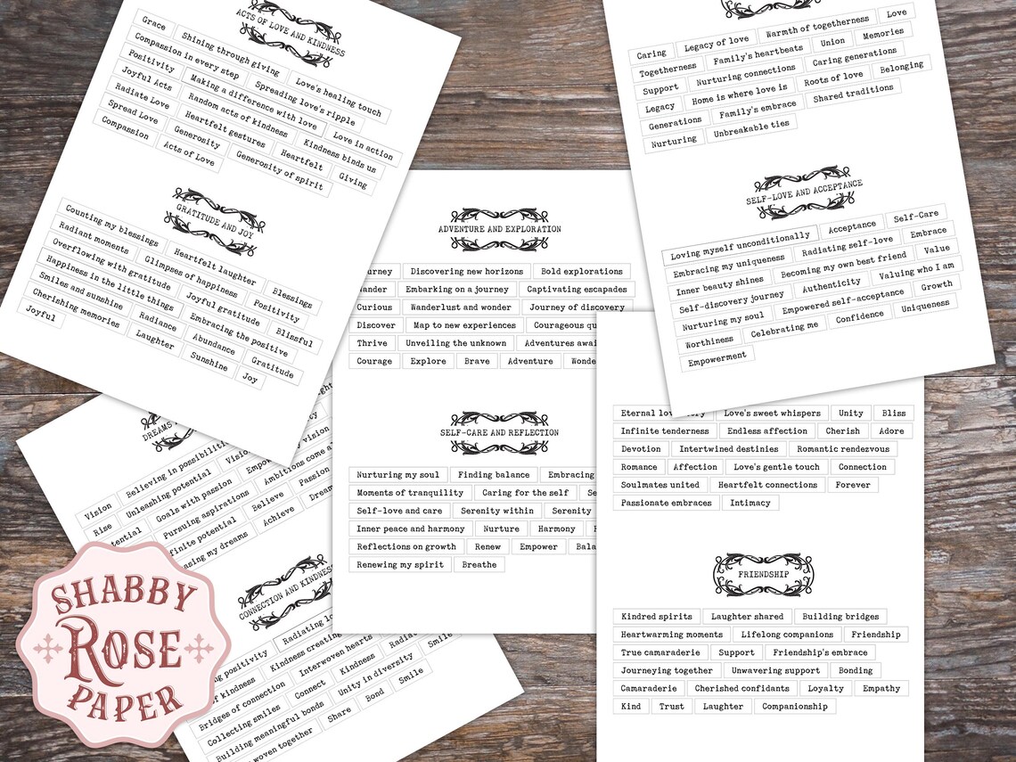 Vintage Printable Junk Journaling Words and Quotes, Positive Words ...