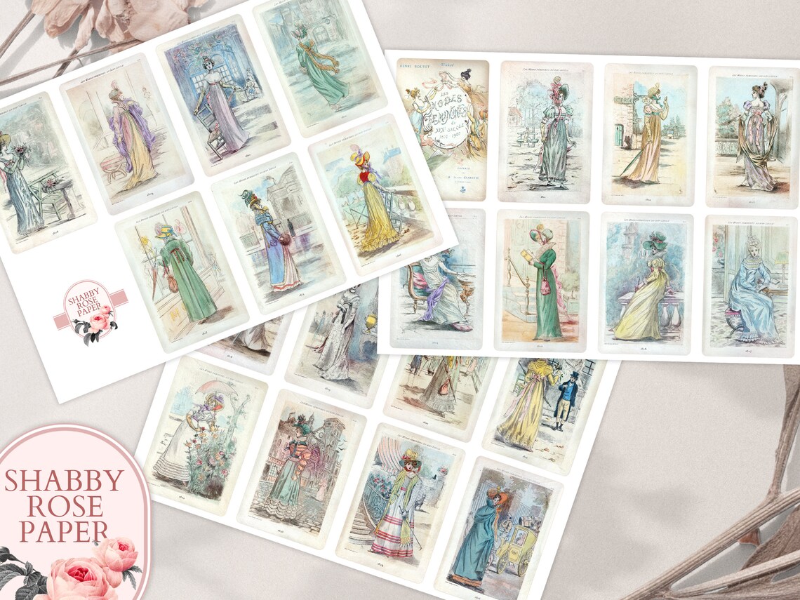 Vintage Victorian Ladies Printable Cards Digital Paper | Etsy