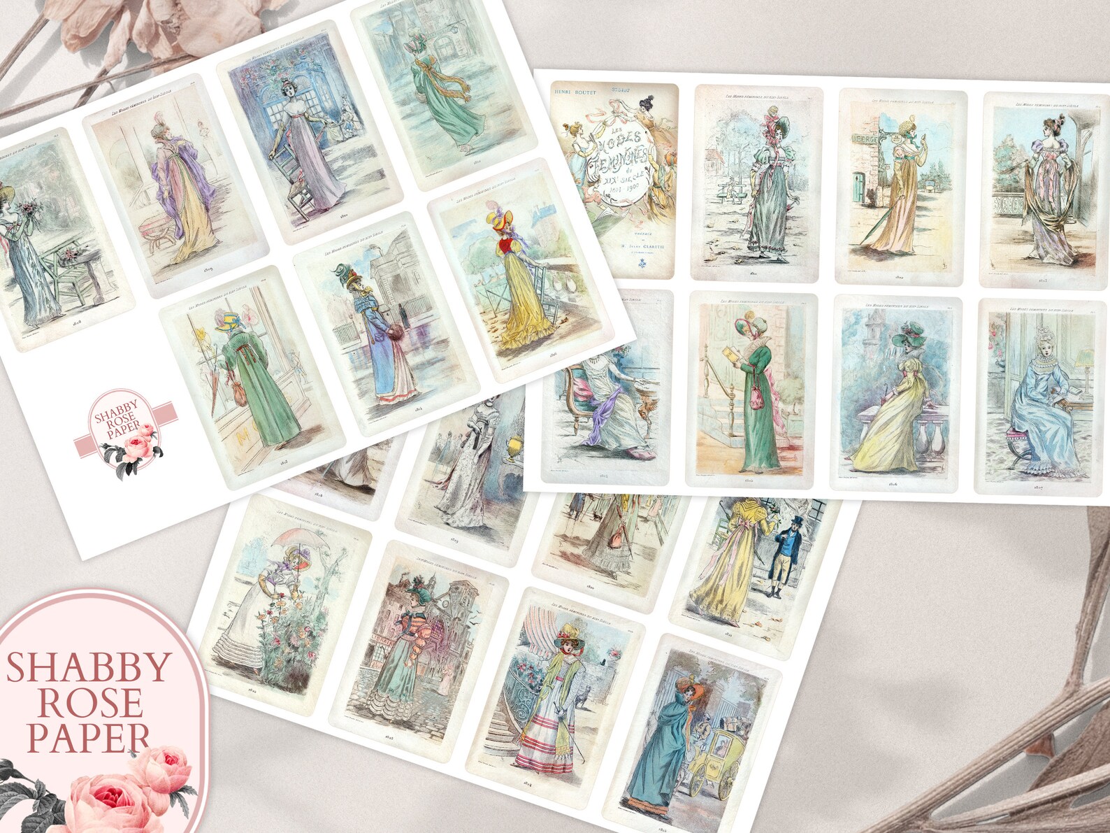 Vintage Victorian Ladies Printable Cards Digital Paper | Etsy