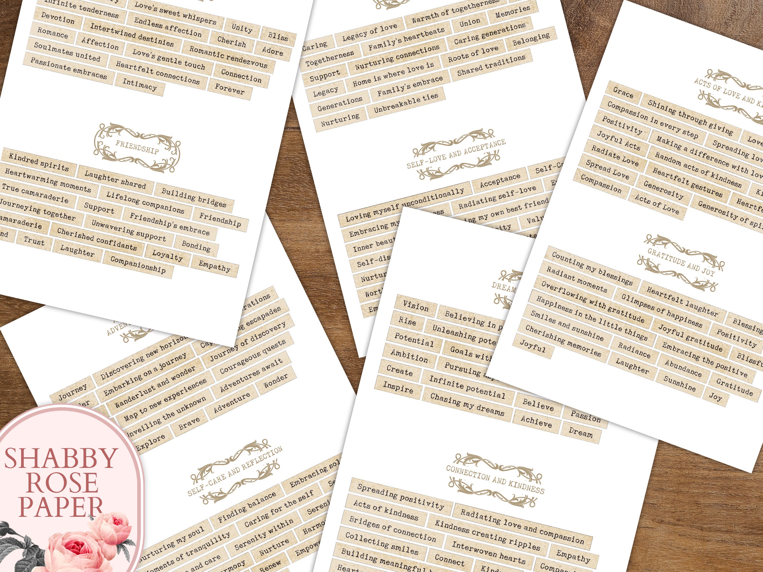 Vintage Printable Junk Journaling Words and Quotes, Positive Words ...