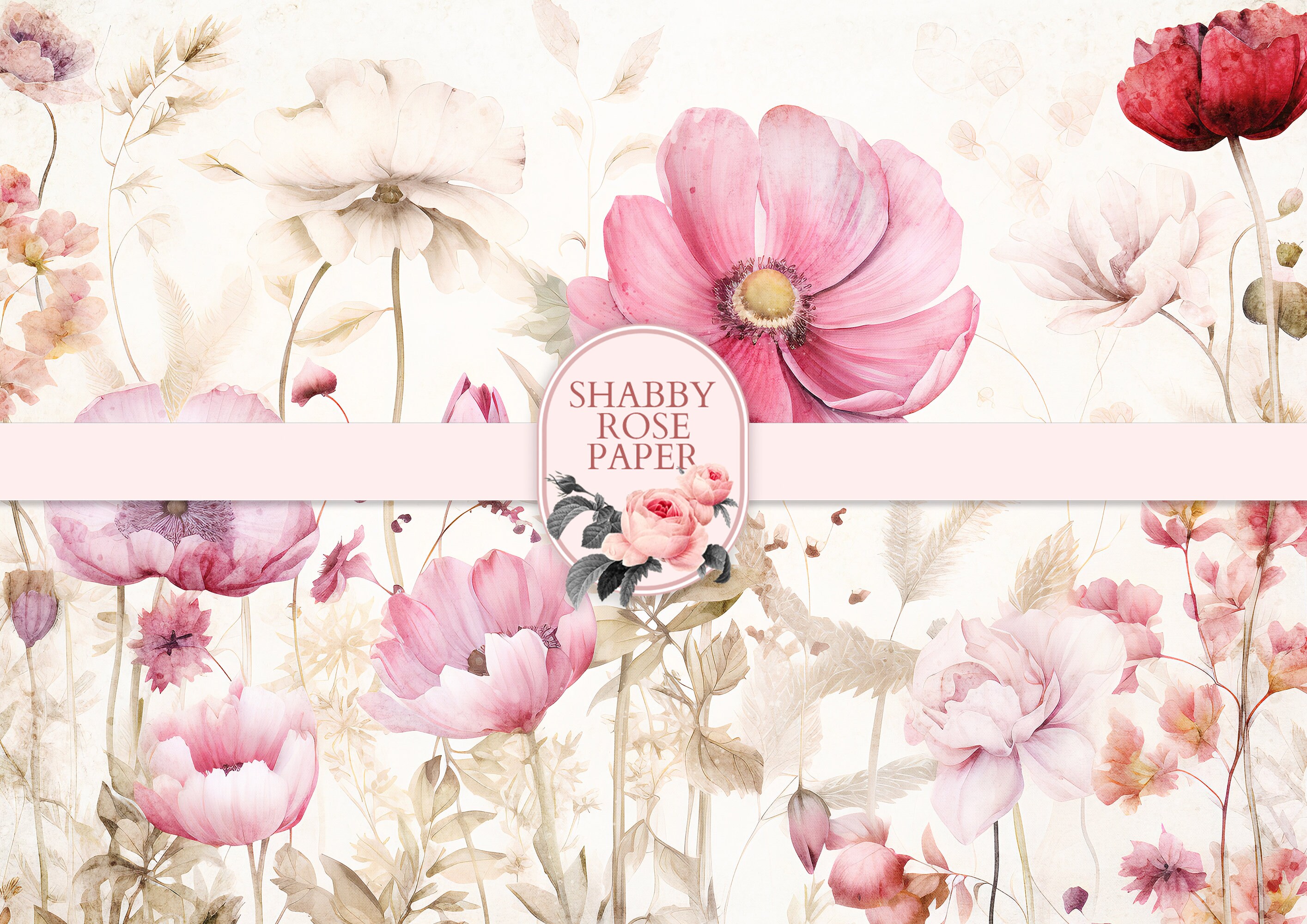 Pink Flowers Botanical Junk Journal Pages, Victorian Enchanted Garden ...