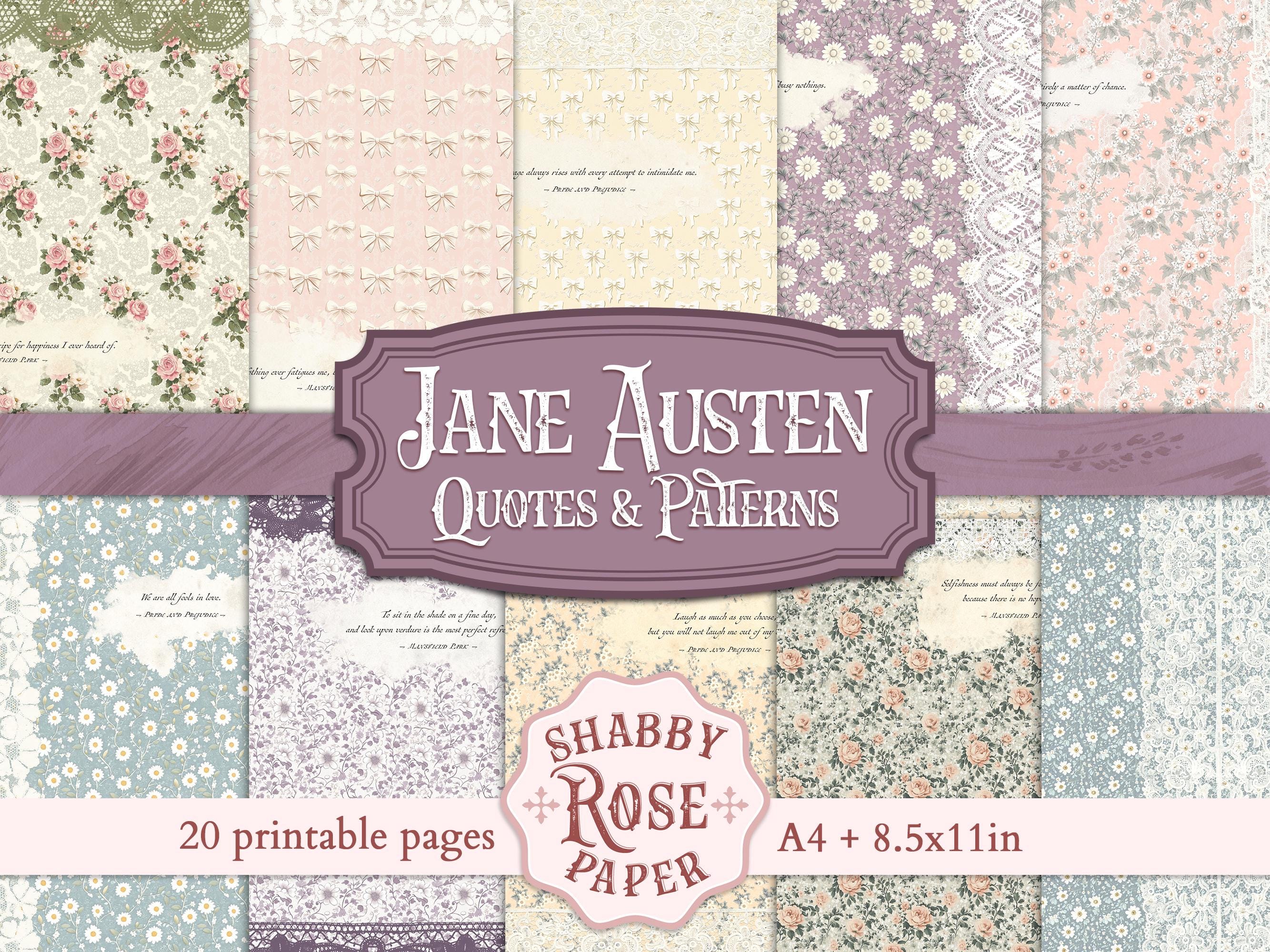 Jane Austen Printables Quotes Patterns, Vintage Floral Junk Journal ...