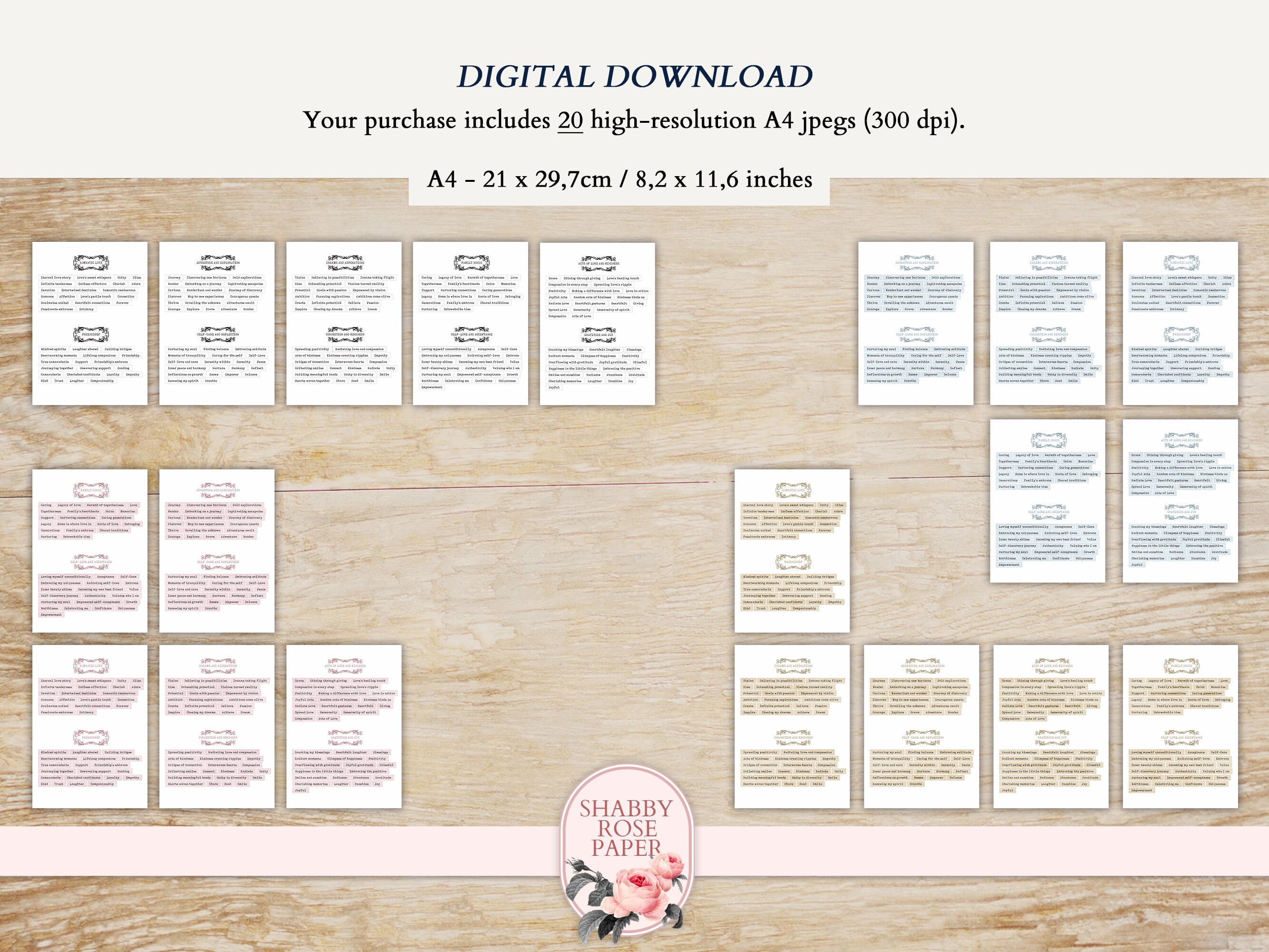 Vintage Printable Junk Journaling Words and Quotes, Positive Words ...