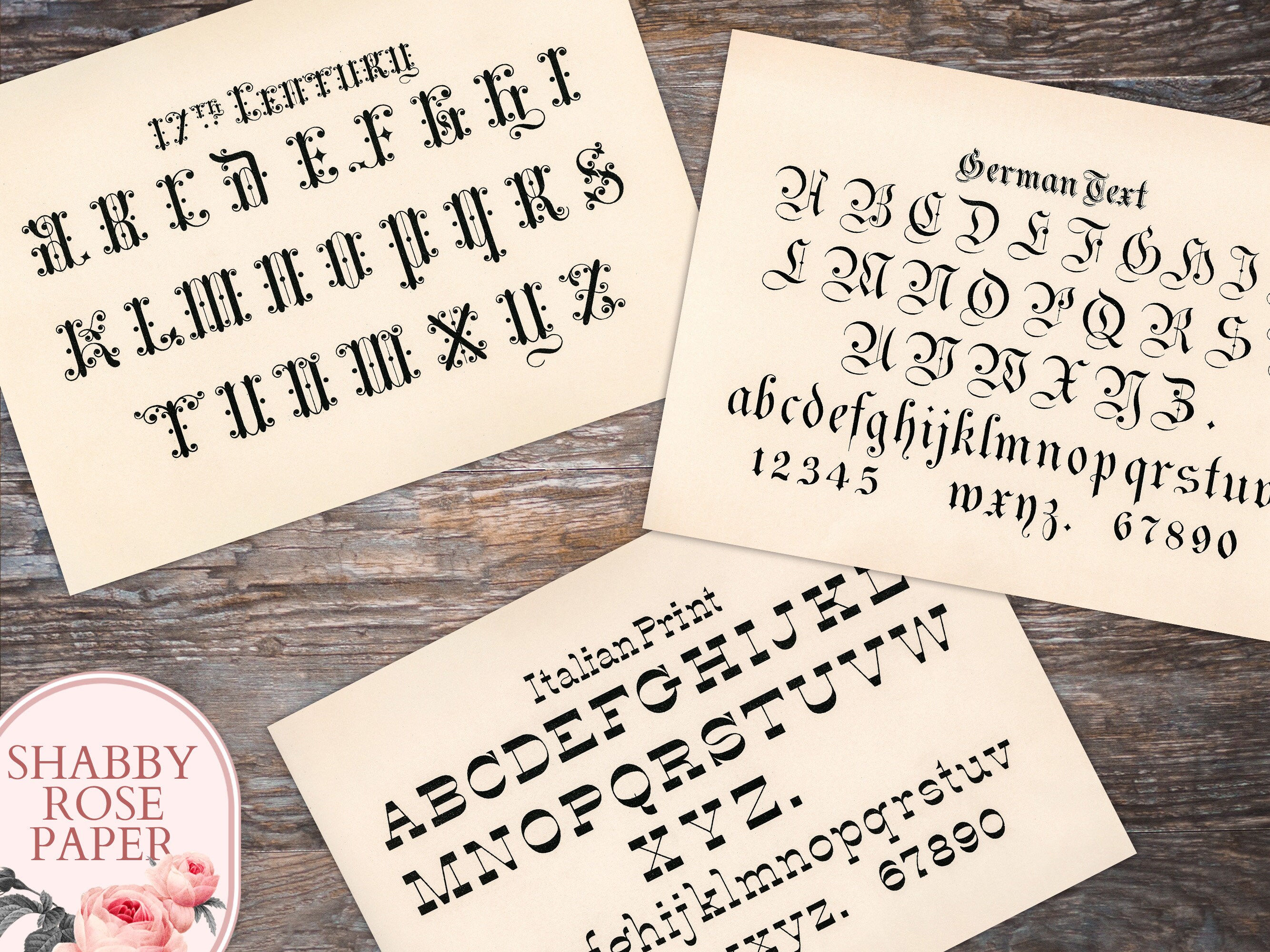 Vintage Frames, Printable Junk Journal, Typface, Letters, Numbers ...