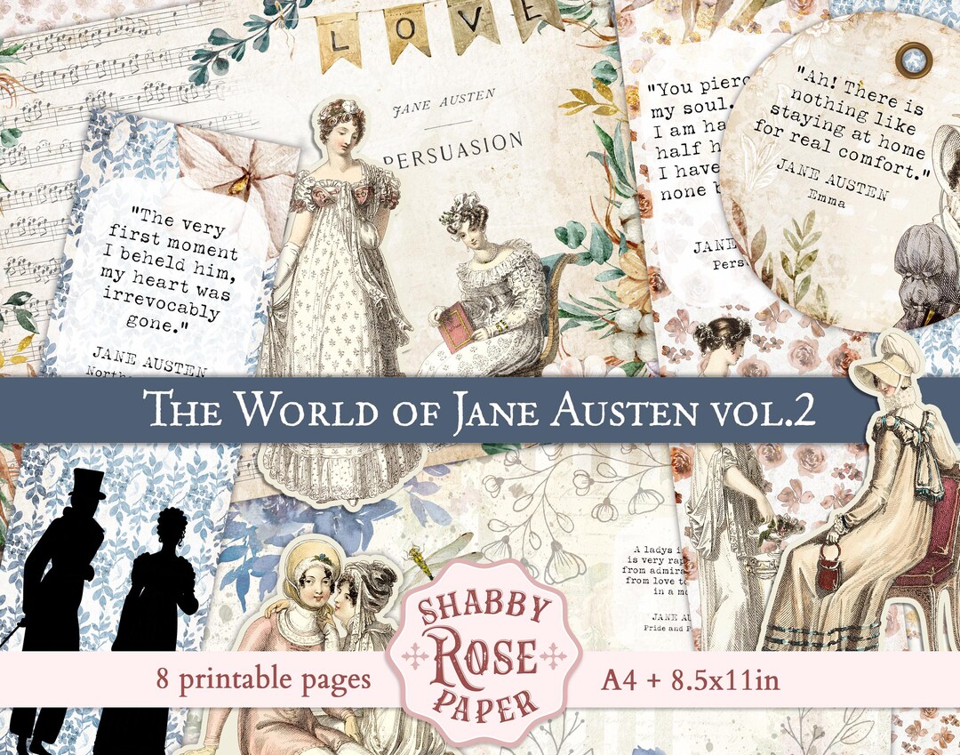 Jane Austen Quotes Vintage Ephemera. Pride and Prejudice Emma Junk ...