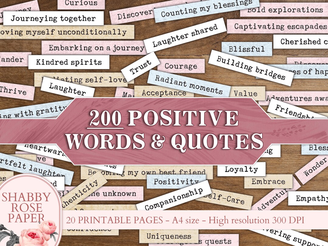 Vintage Printable Junk Journaling Words and Quotes, Positive Words ...