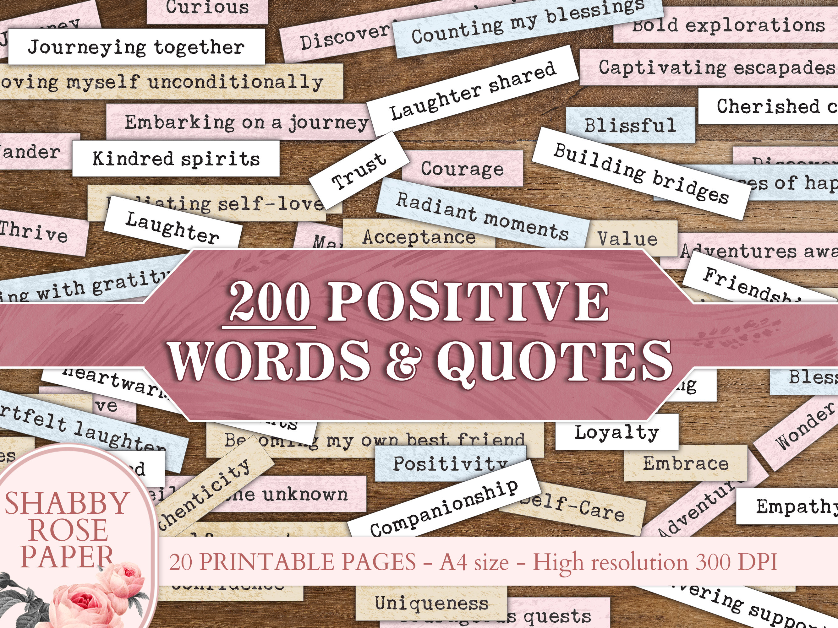 Vintage Printable Junk Journaling Words and Quotes, Positive Words ...