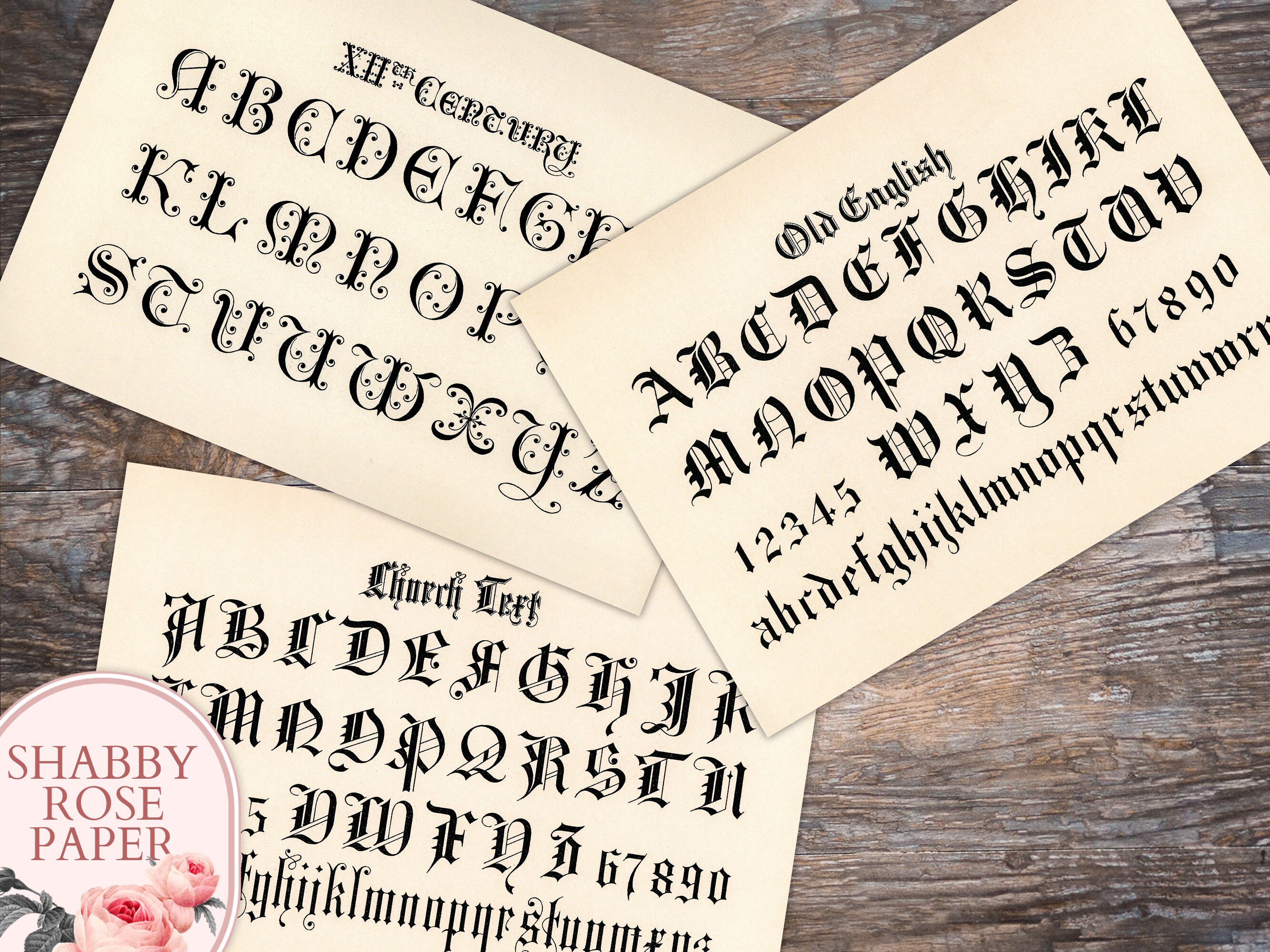 Vintage Frames, Printable Junk Journal, Typface, Letters, Numbers ...