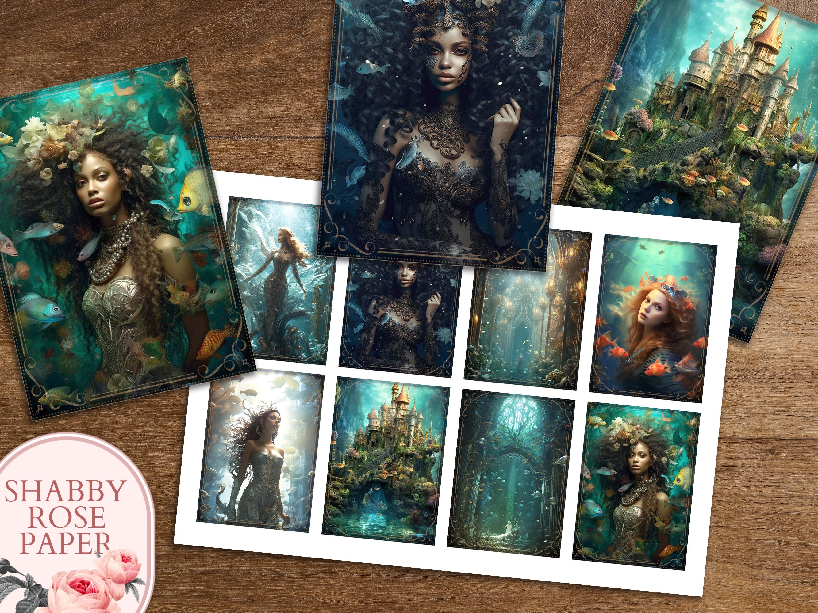 Mermaid ATC Cards, Ocean Mermaid World, Fantasy Paper. ATC Printable ...