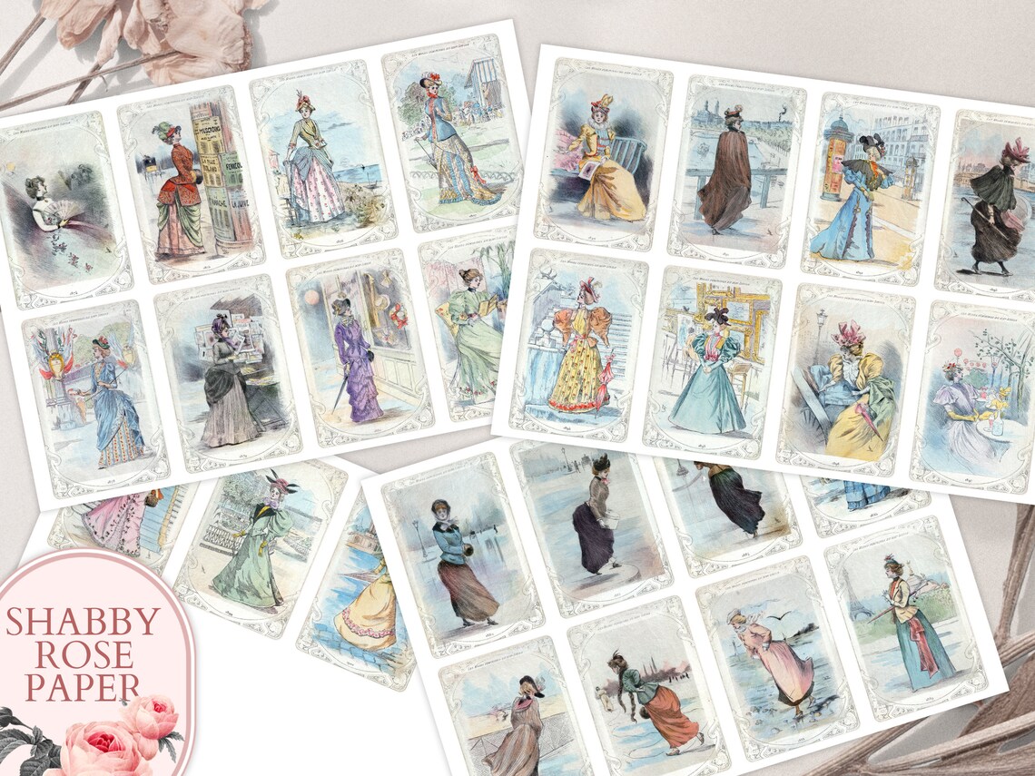 Vintage Victorian Ladies Printable Cards Digital Paper Junk - Etsy