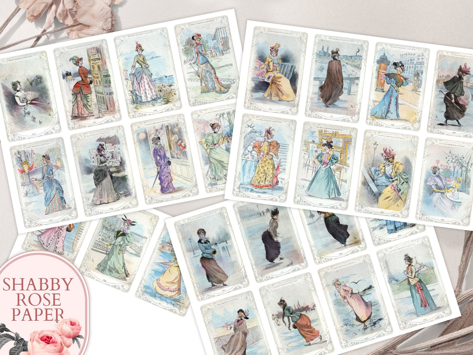 Vintage Victorian Ladies Printable Cards Digital Paper Junk - Etsy