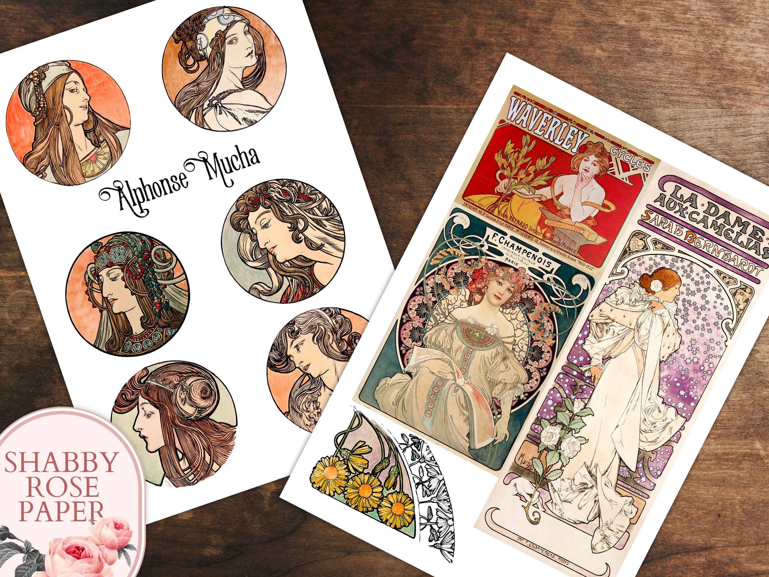 Alphonse Mucha Vintage Paper Art Nouveau Vintage Ladies - Etsy