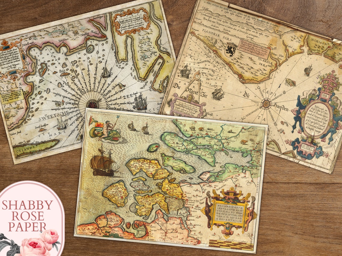 Junk Journal Printable Vintage Map, Junk Journal Ephemera, Shabby Paper ...