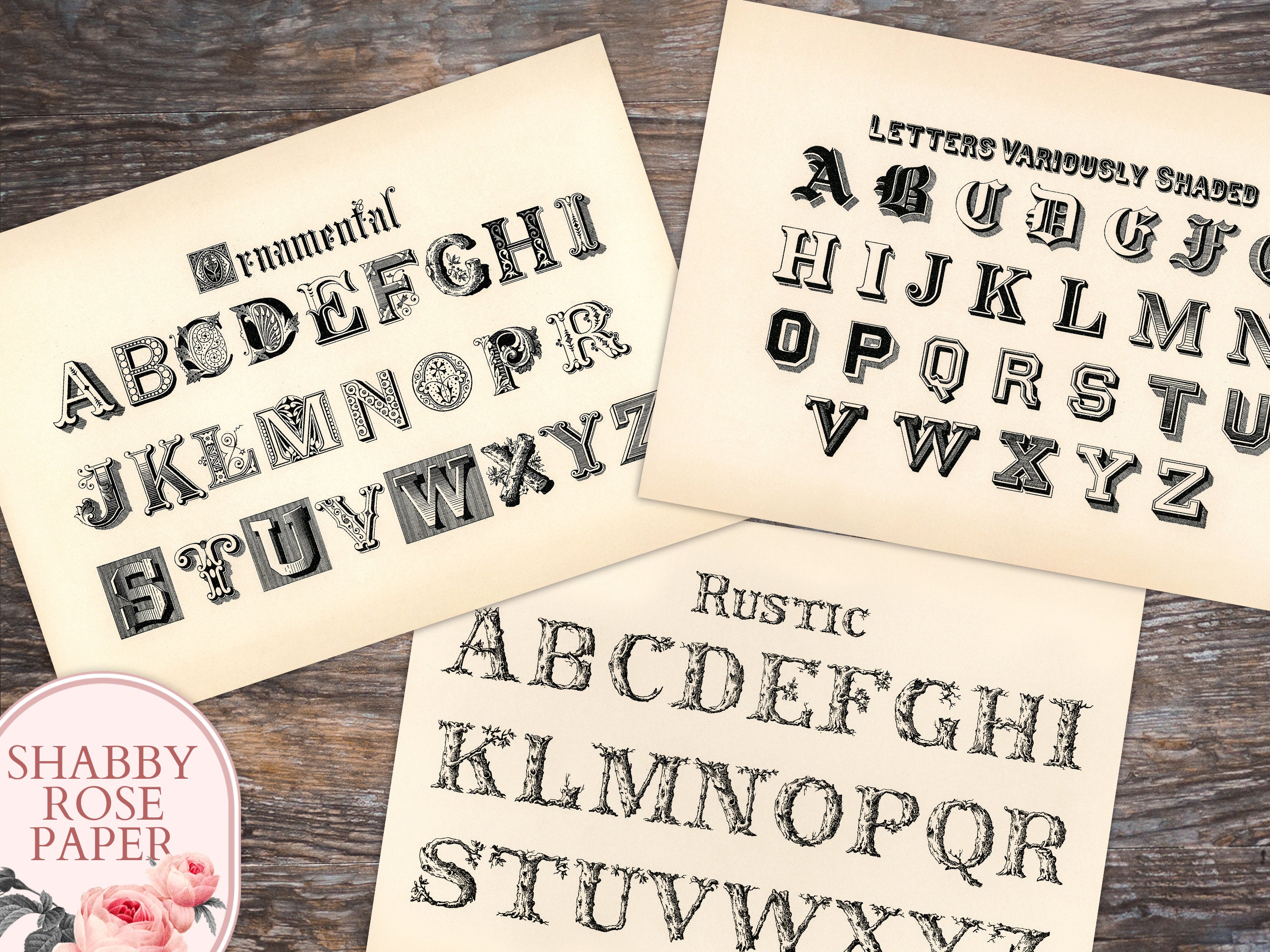 Vintage Frames, Printable Junk Journal, Typface, Letters, Numbers ...