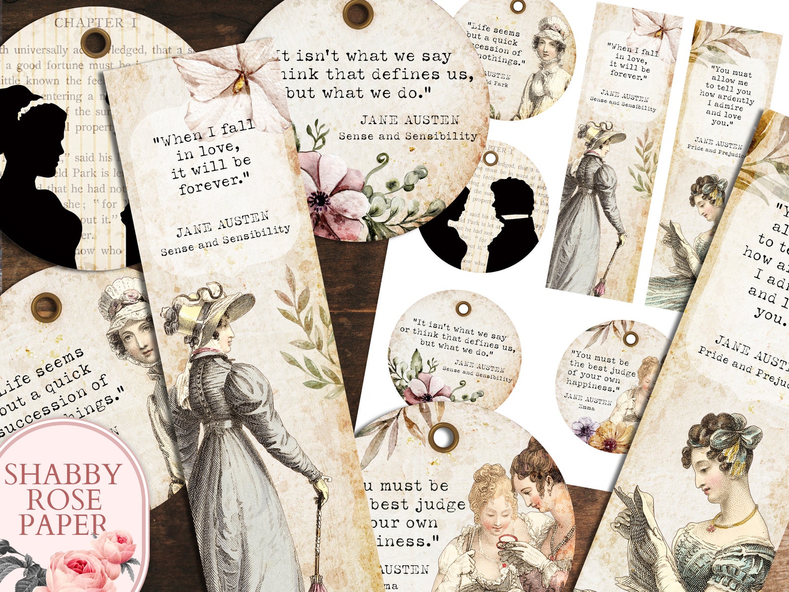 Jane Austen Quotes Vintage Ephemera. Pride and Prejudice Junk - Etsy