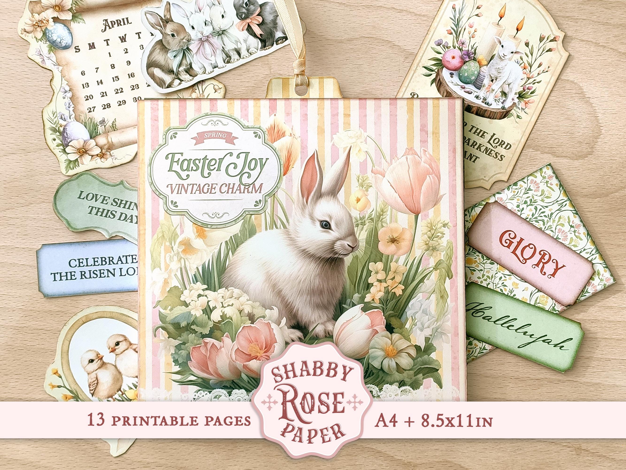 Printable Easter Holiday Folio, Vintage Pastel Junk Journal Set, Shabby ...