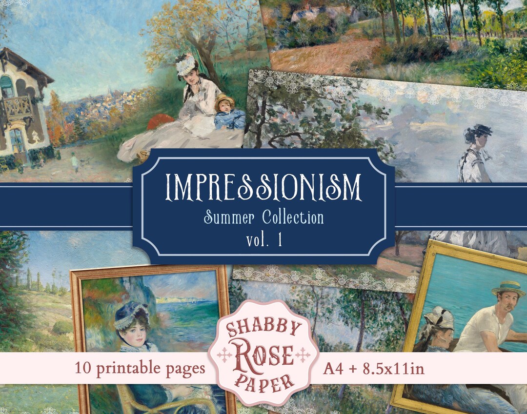 IMPRESSIONISM Digital Paper. Junk Journal Pages Pack. DIGITAL PAPER ...
