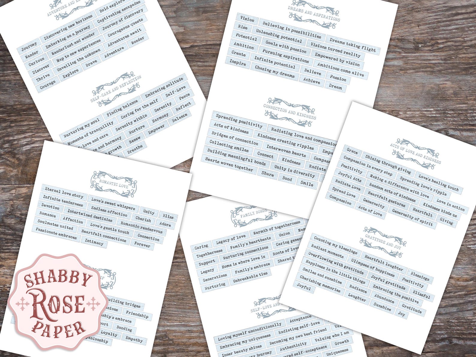 Vintage Printable Junk Journaling Words and Quotes, Positive Words ...