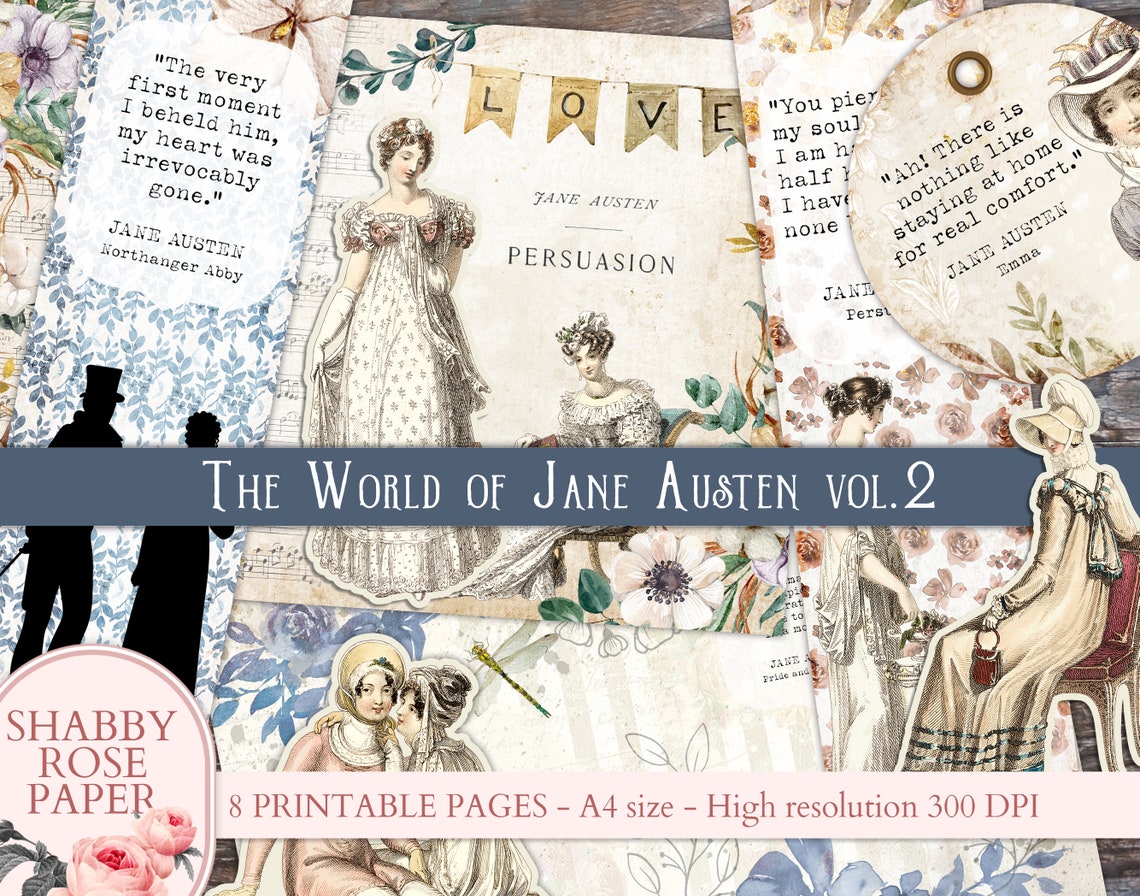 Jane Austen Quotes Vintage Ephemera. Pride and Prejudice Emma - Etsy
