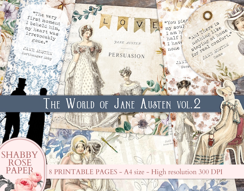 Jane Austen Quotes Vintage Ephemera. Pride and Prejudice Emma Junk ...