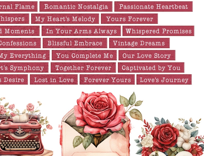 Valentine's Day Junk Journal Printable Love Words and Pattern ...