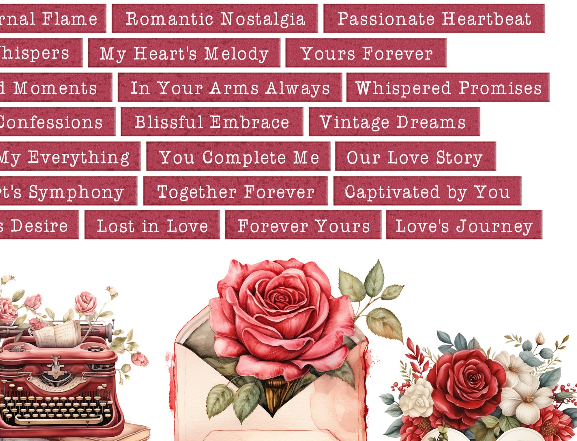 Valentine's Day Junk Journal Printable Love Words and Pattern ...