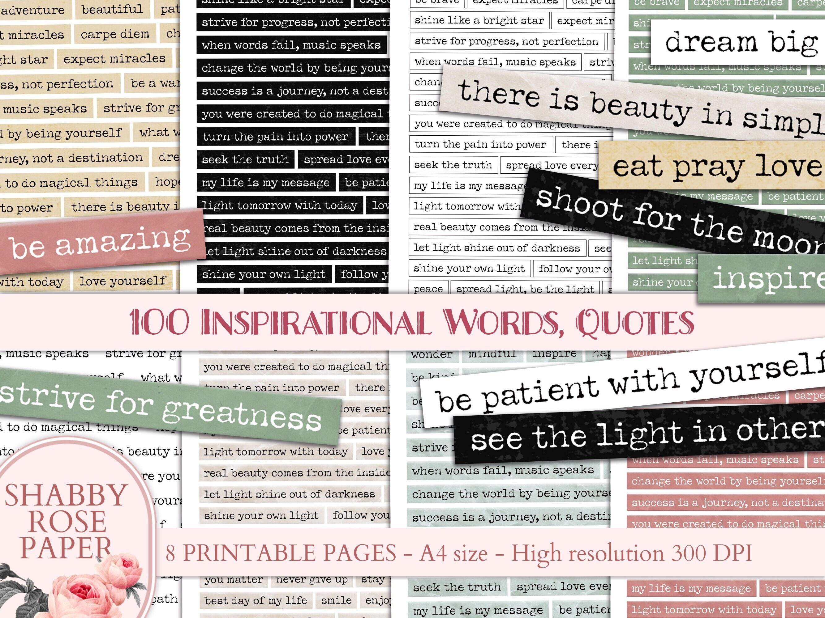 Vintage Printable Junk Journaling Words and Quotes Positive - Etsy