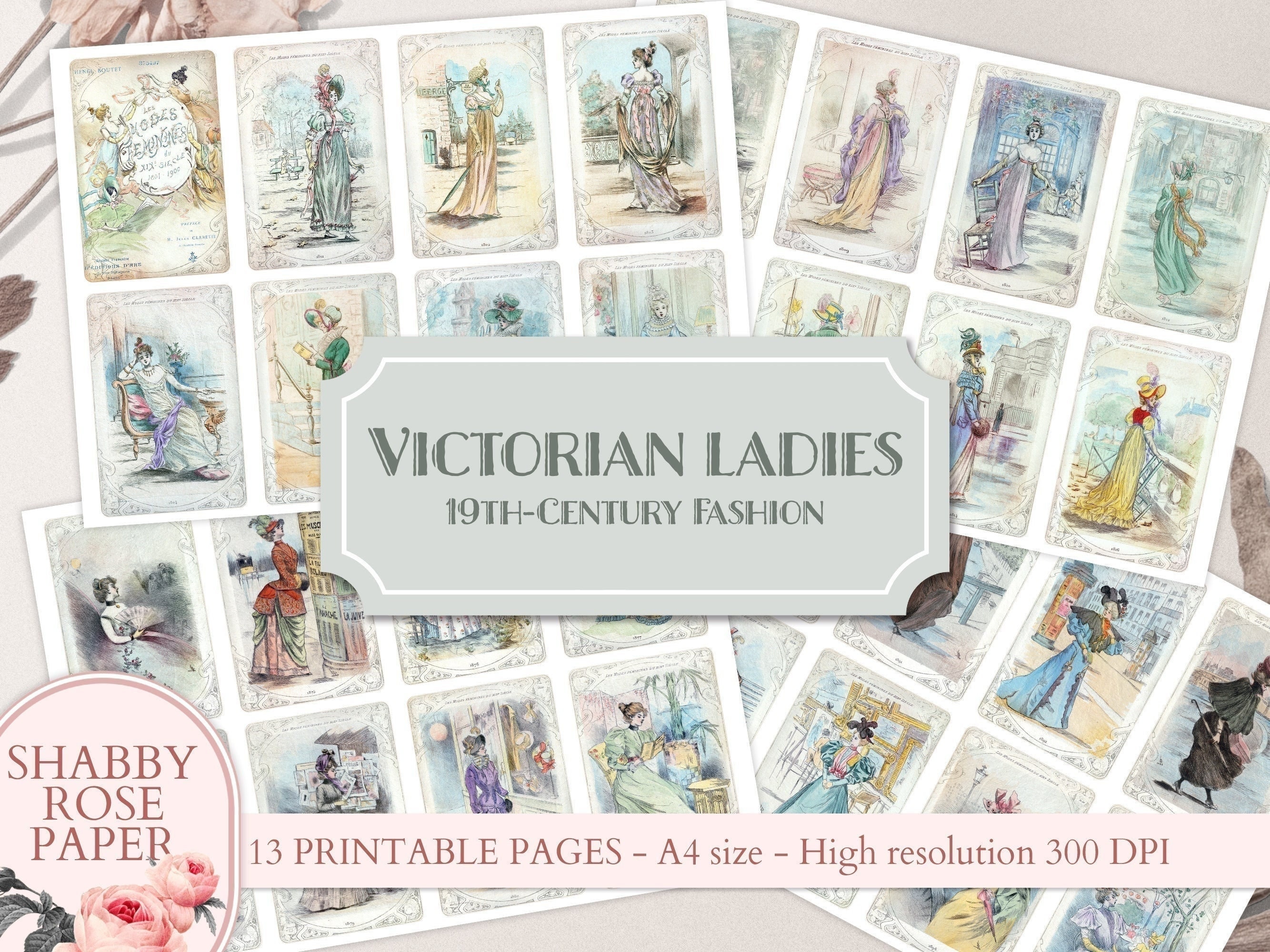 Vintage Victorian Ladies Printable Cards Digital Paper Junk - Etsy