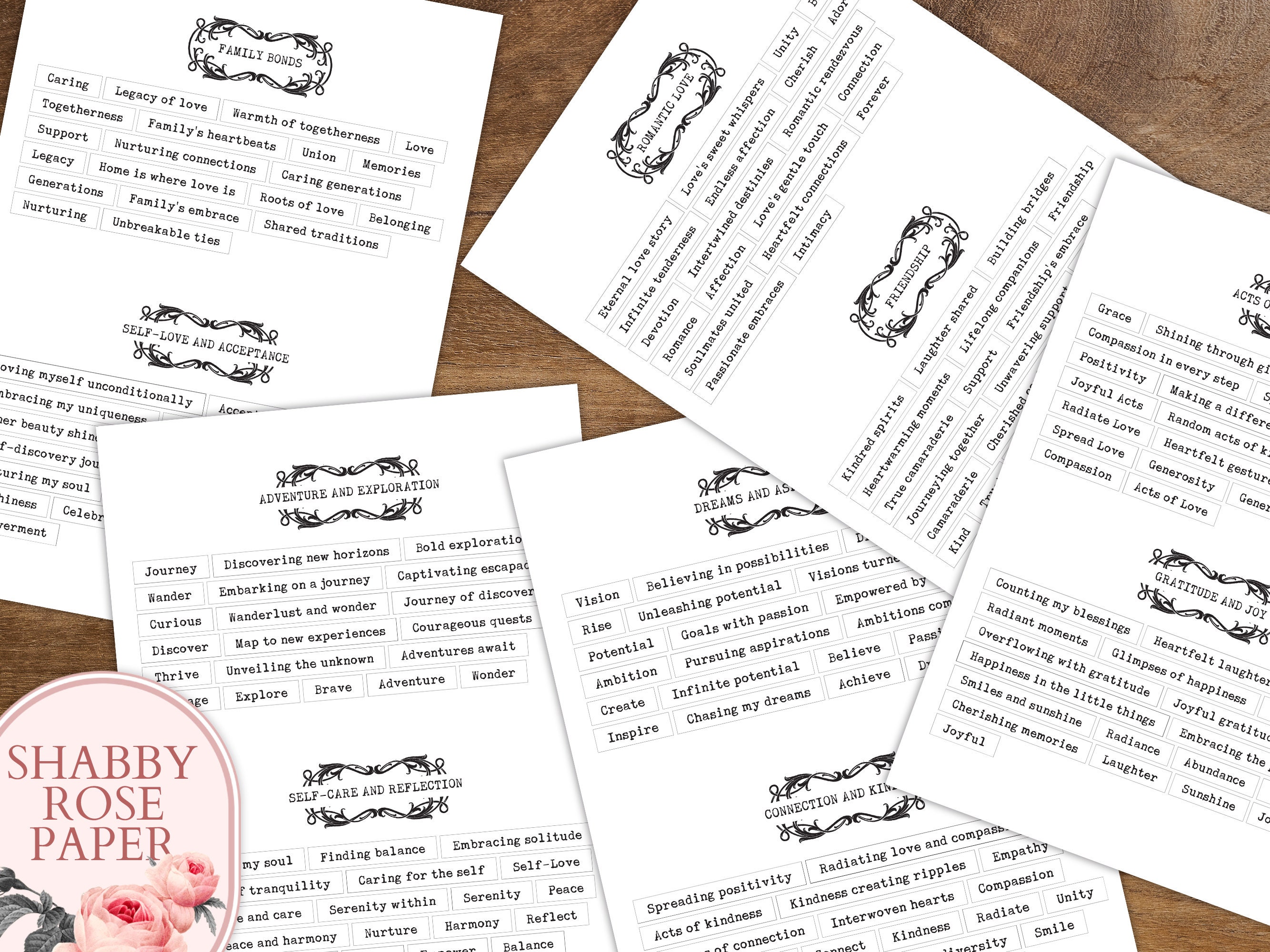 Vintage Printable Junk Journaling Words and Quotes, Positive Words ...