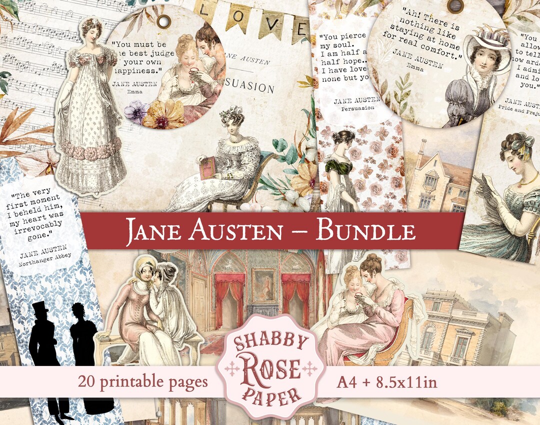 20 Pages BUNDLE. Jane Austen Quotes Vintage Ephemera. Pride and ...