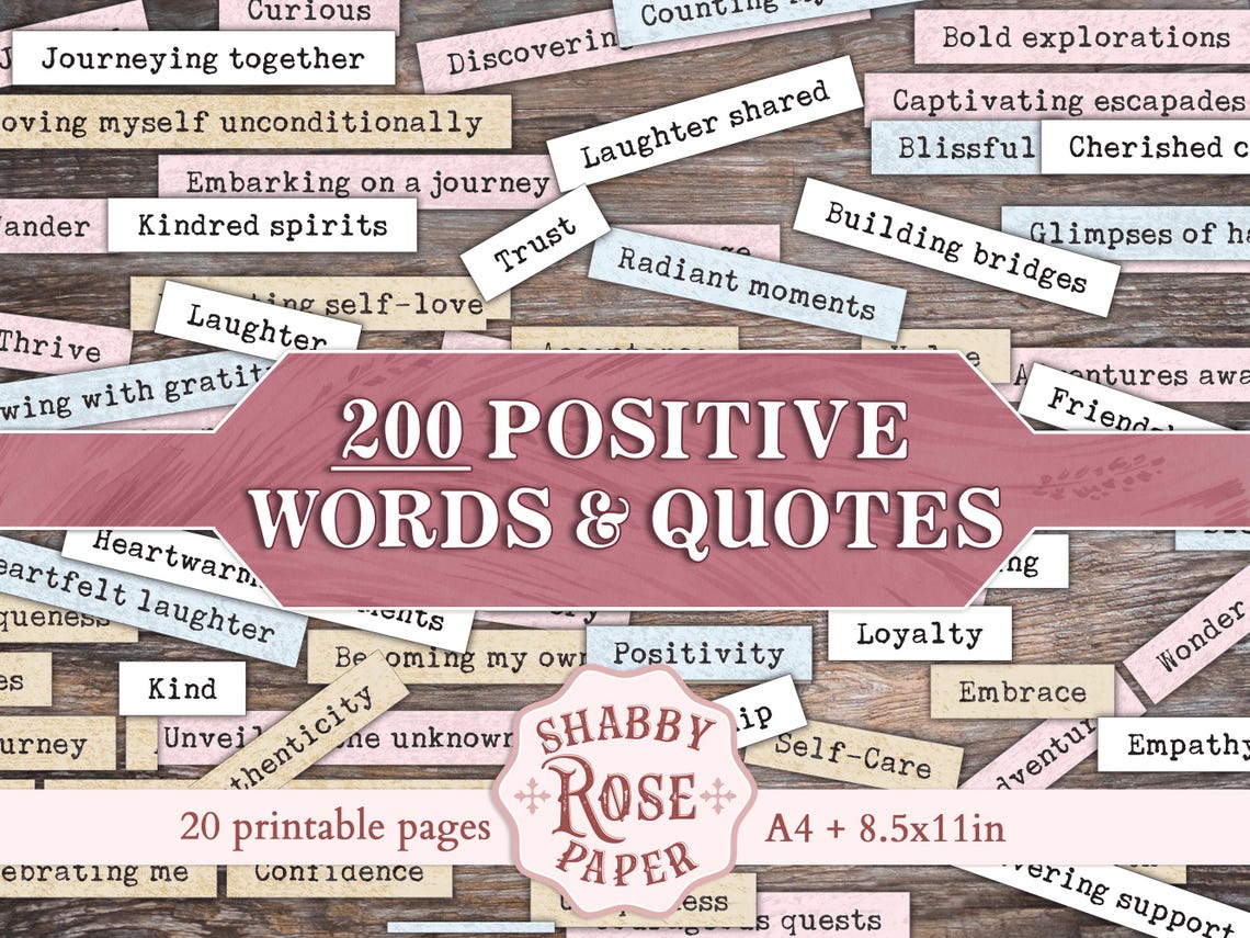 Vintage Printable Junk Journaling Words and Quotes, Positive Words ...
