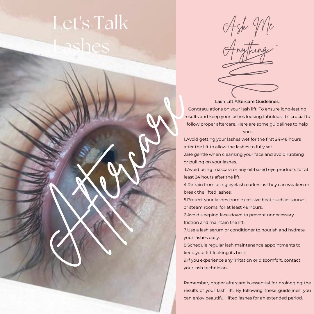 Lash Lift Aftercare Sheet: Customizable Digital Guide With Logo for Print or Email - Etsy