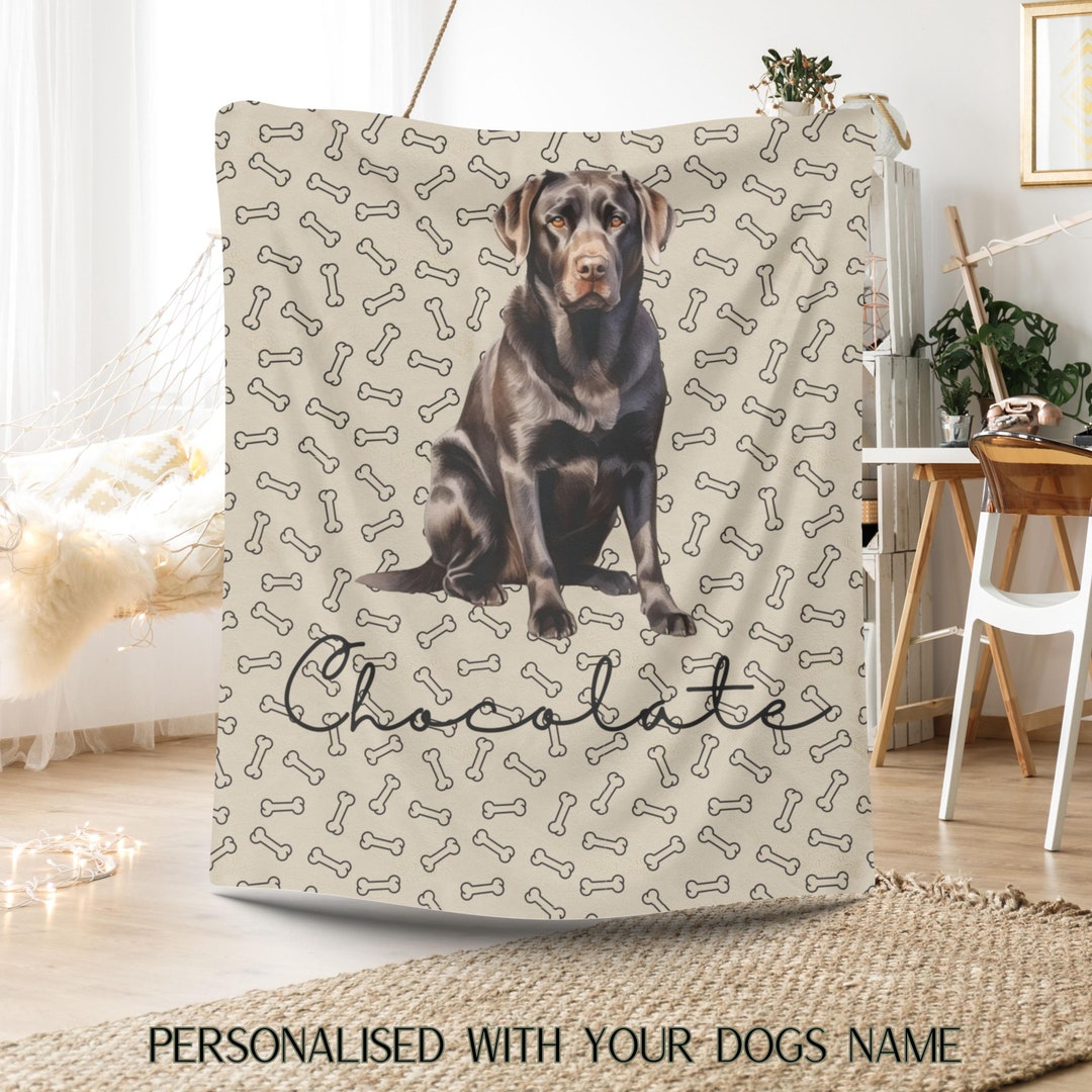 Personalized Chocolate Labrador Dog Blanket, Chocolate Lasb Custom Name ...