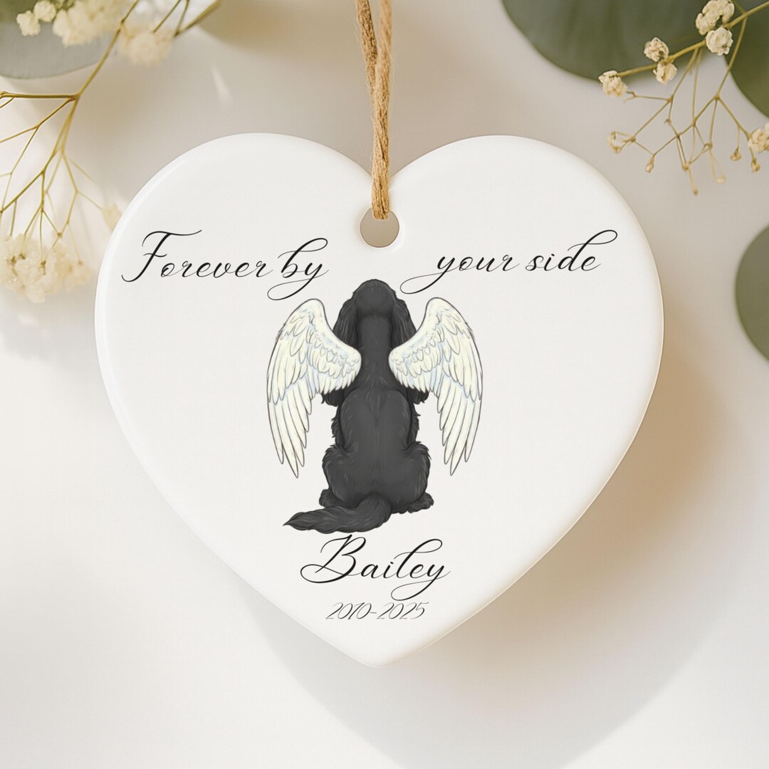 Black Cocker Spaniel Angel Pet Memorial Ornament, Custom Dog Name ...