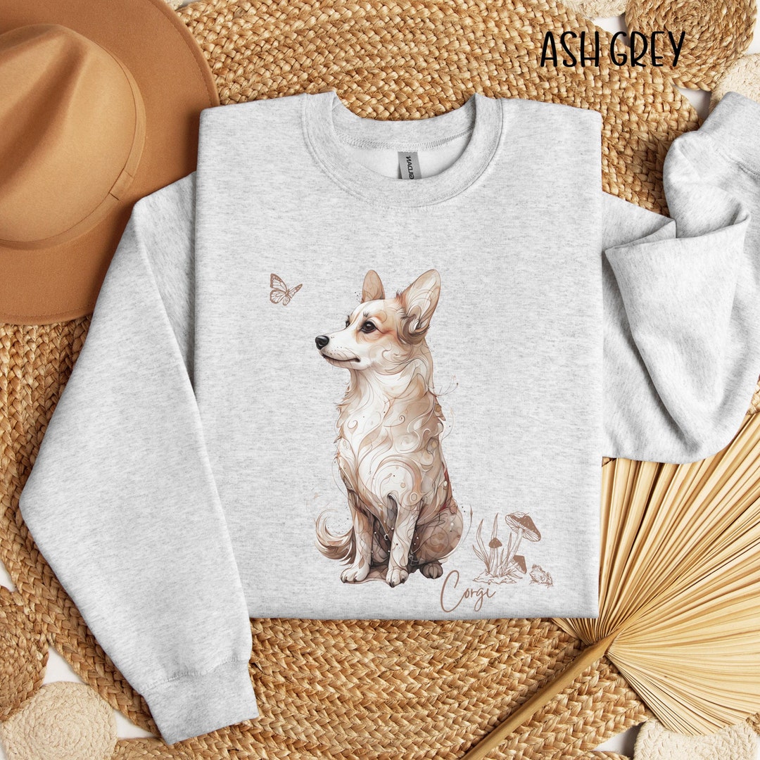 Corgi Sweatshirt, Custom Welsh Corgi Nature Boho Sweater, Personalized ...