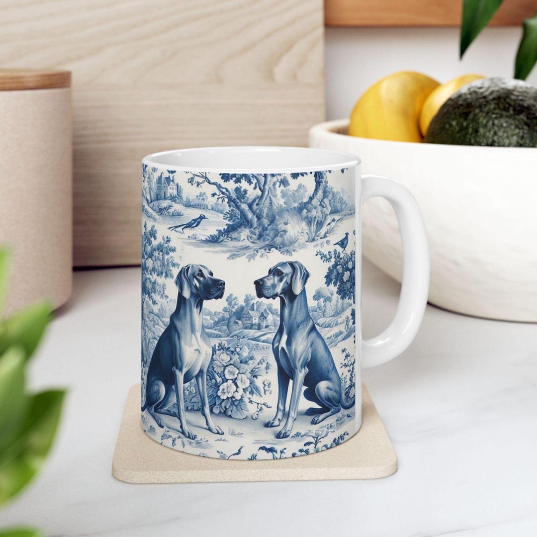 Rhodesian Ridgeback Toile De Jouy Mug, French Blue Toile Ridgeback Dog ...