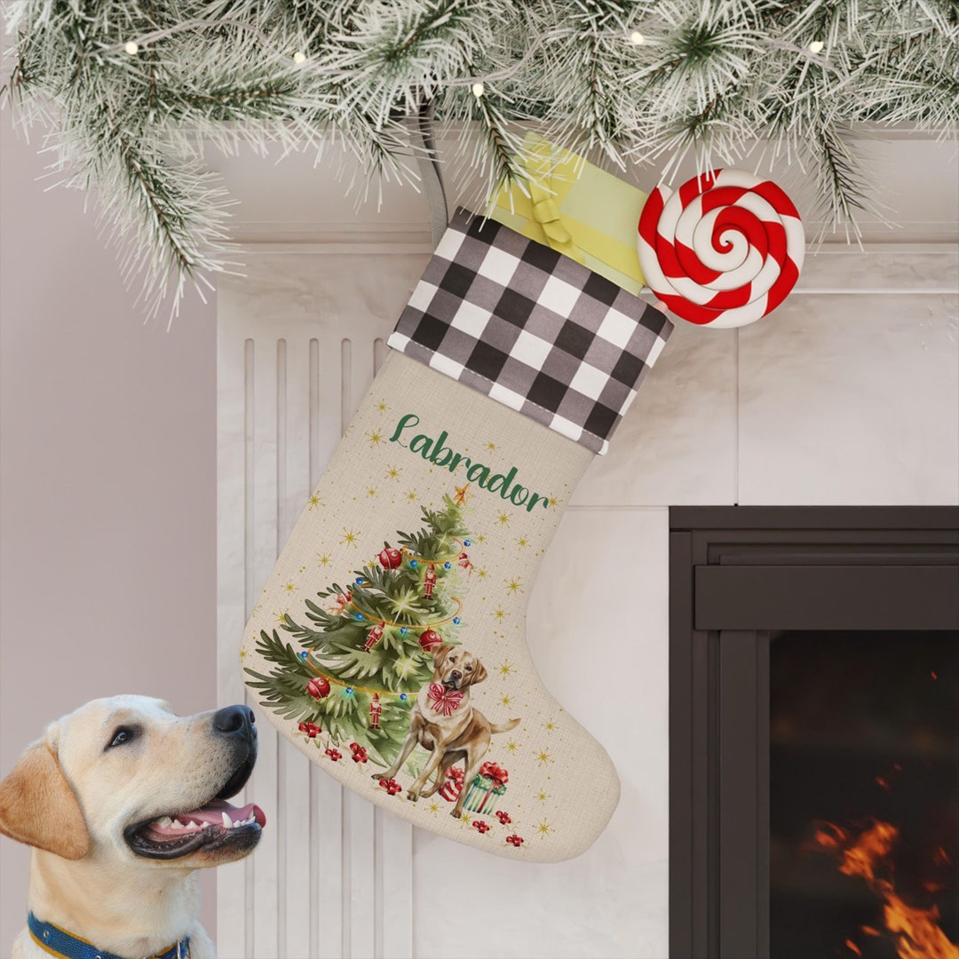 Personalized Golden Labrador Dog Christmas Stocking, Custom Pet Name ...
