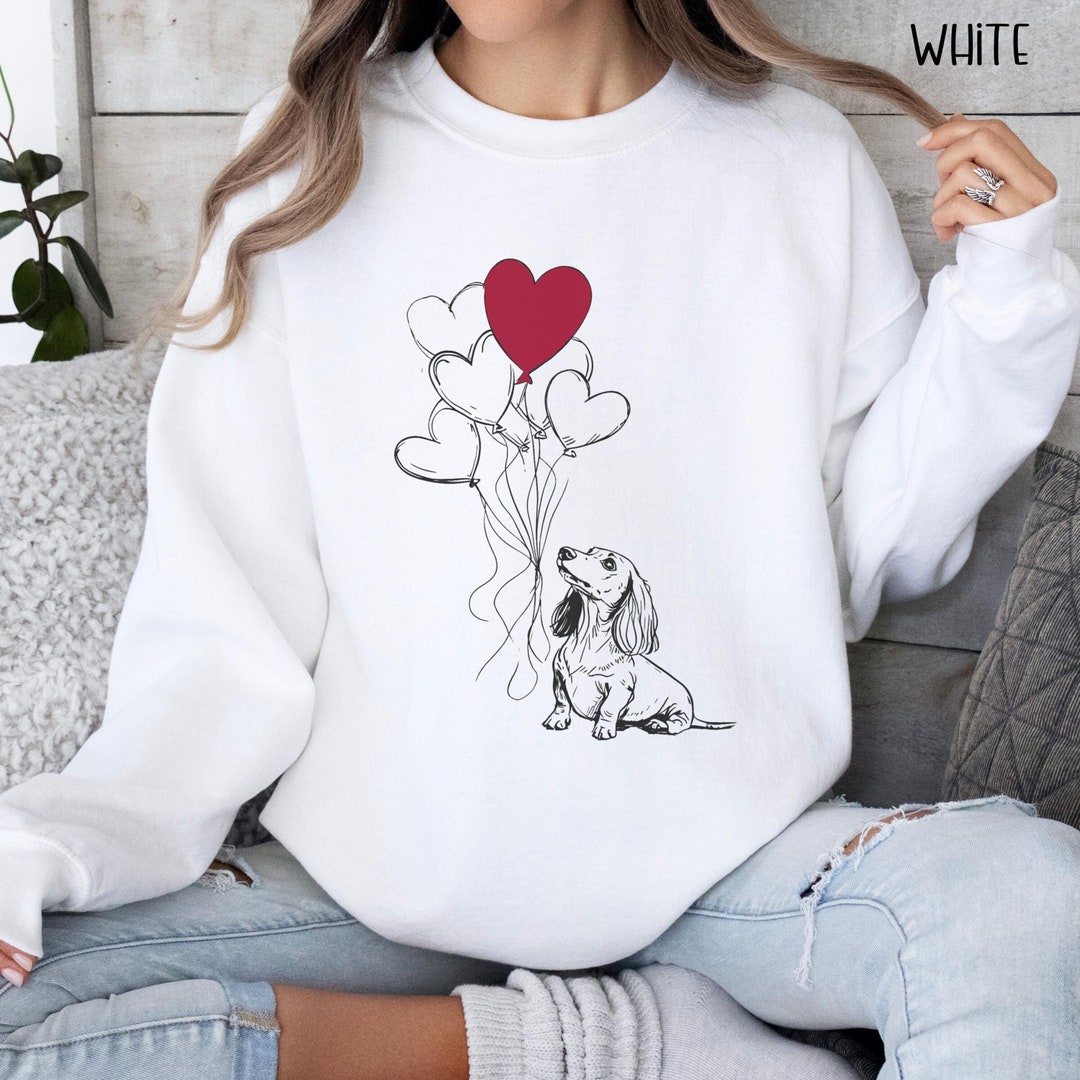 Long Haired Dachshund Balloon Sweatshirt, Weiner Gift for Wiener Dog ...